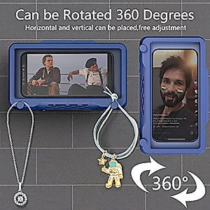 YACSEJAO Upgrade Shower Phone Holder 360° Rotation HD High Sensitivity Wall Mounted Waterproof Phone Case for Shower Bathroom Bathtub Kitchen (Gray)