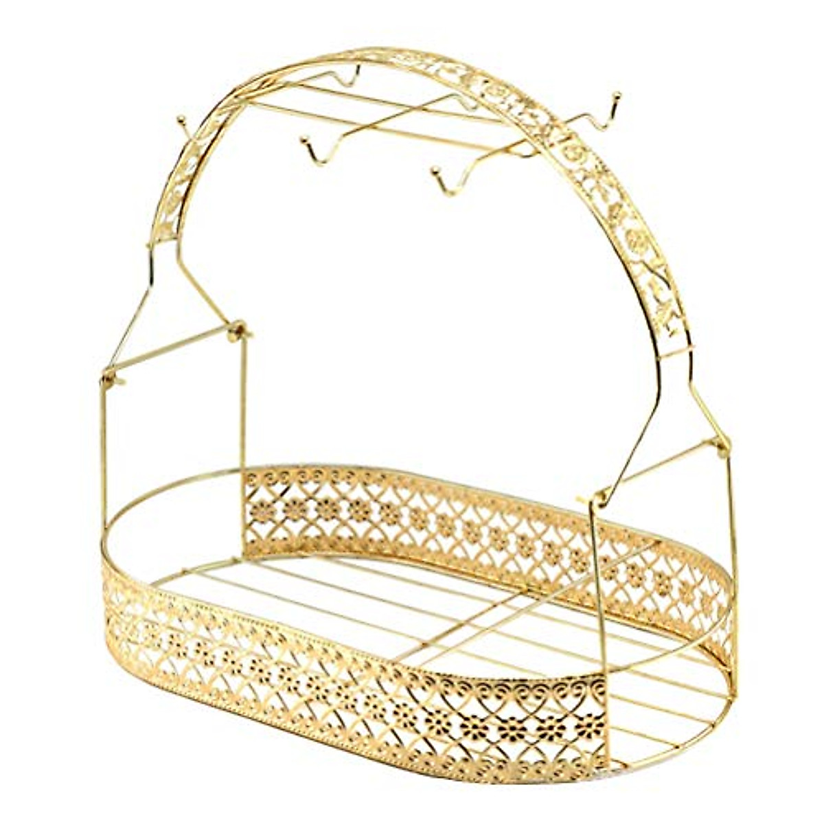 Operitacx Coffee Mug Holder with Saucer Organizer Cup Drying Rack 6 Cup Hooks Drainer Organizer Mug Tree Drinking Glass Holder Stand Mug Drainer Tray for Cups Mugs Cup Stand