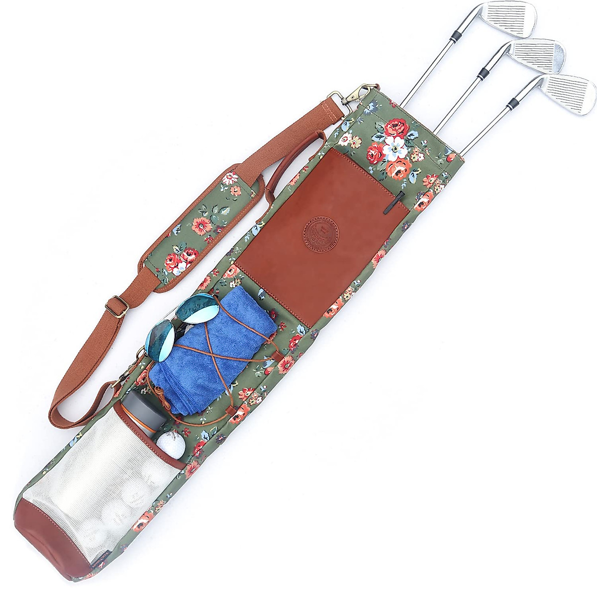 TOURBON Canvas Golf Bag for Women Driving Range Travel Course Club Carry Case