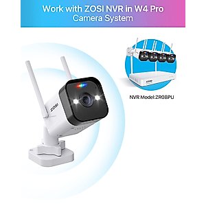ZOSI ZG1883M Add-on 3MP Spotlight Wireless Security Camera,Outdoor Indoor WiFi IP Network Camera,2 Way Audio,Night Vision,Only Compatible with ZOSI NVR Network Video Recorder System(Model:ZR08PU)