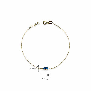 jewelryist 14k Solid Gold Evil Eye Bracelet | Gold Good Luck Bracelet | Dainty Energy Protection Bracelet | Spiritual Jewelry for Women | Graduation Gift for Daughter | 7.5" Bracelet Length