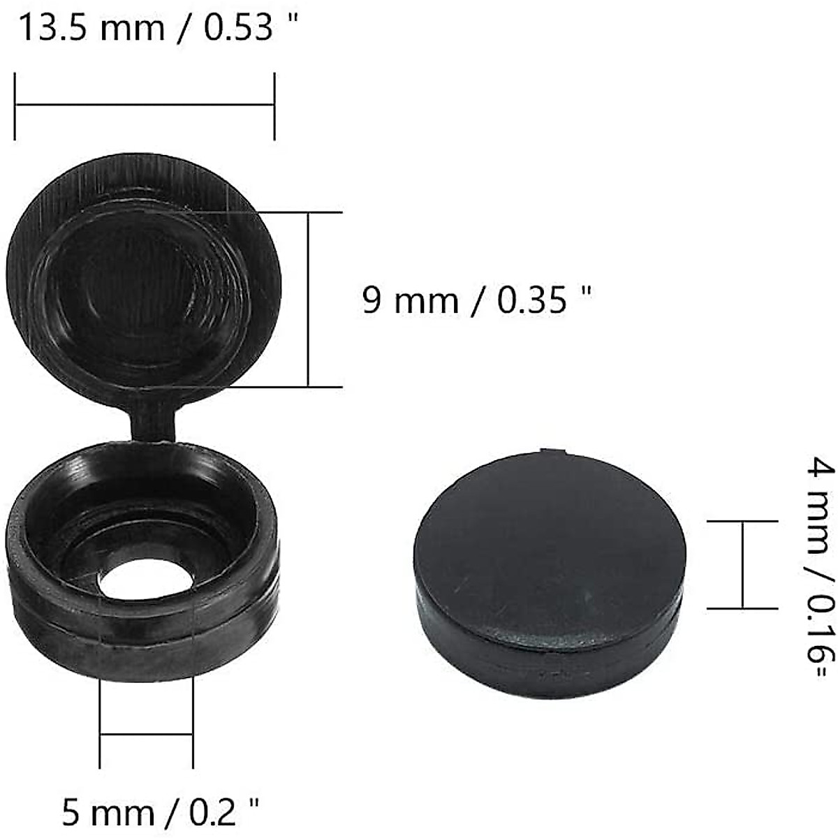 Persberg 180Pcs Colorful Pieces Hinged Screw Cover Caps Plastic Screw Caps Fold Screw Snap Covers Washer Flip Tops (Black, White, Brown) 286