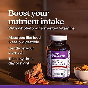 New Chapter Men's Multivitamin for Immune, Stress, Heart + Energy Support with Fermented Nutrients - Every Man's One Daily, Made with Organic Vegetables & Herbs, Non-GMO, Gluten Free - 72 ct