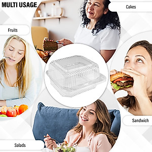 MT Products Clear Plastic Square Hinged Food Container, 5" Length x 5" Width x 2.75" Depth (40 Pieces) and Aluminum Foil 9 in x 13 Pans Half Size Medium 40 Gauge Table Tin Pans (25 Pieces)