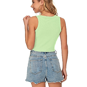 AUSELILY Mint Green Crop Top Sleeveless Tops for Women Cropped Ribbed Tank Tops for Women Small