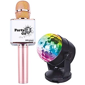 Party2Go Bluetooth Karaoke Microphone and Disco Ball Set (Pink)