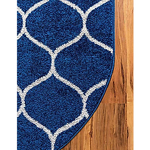 Unique Loom Trellis Frieze Collection Area Rug - Rounded (5' x 8' Oval, Navy Blue/ Ivory)