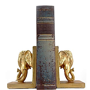 Bellaa 21817 Bookends Elephant Head Bookshelf Decor 7 inch