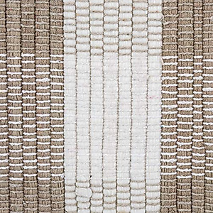 DII Buffalo Check Rug Collection, Hand Dyed Reversible Chindi Rug, 26x40, Stone/Cream