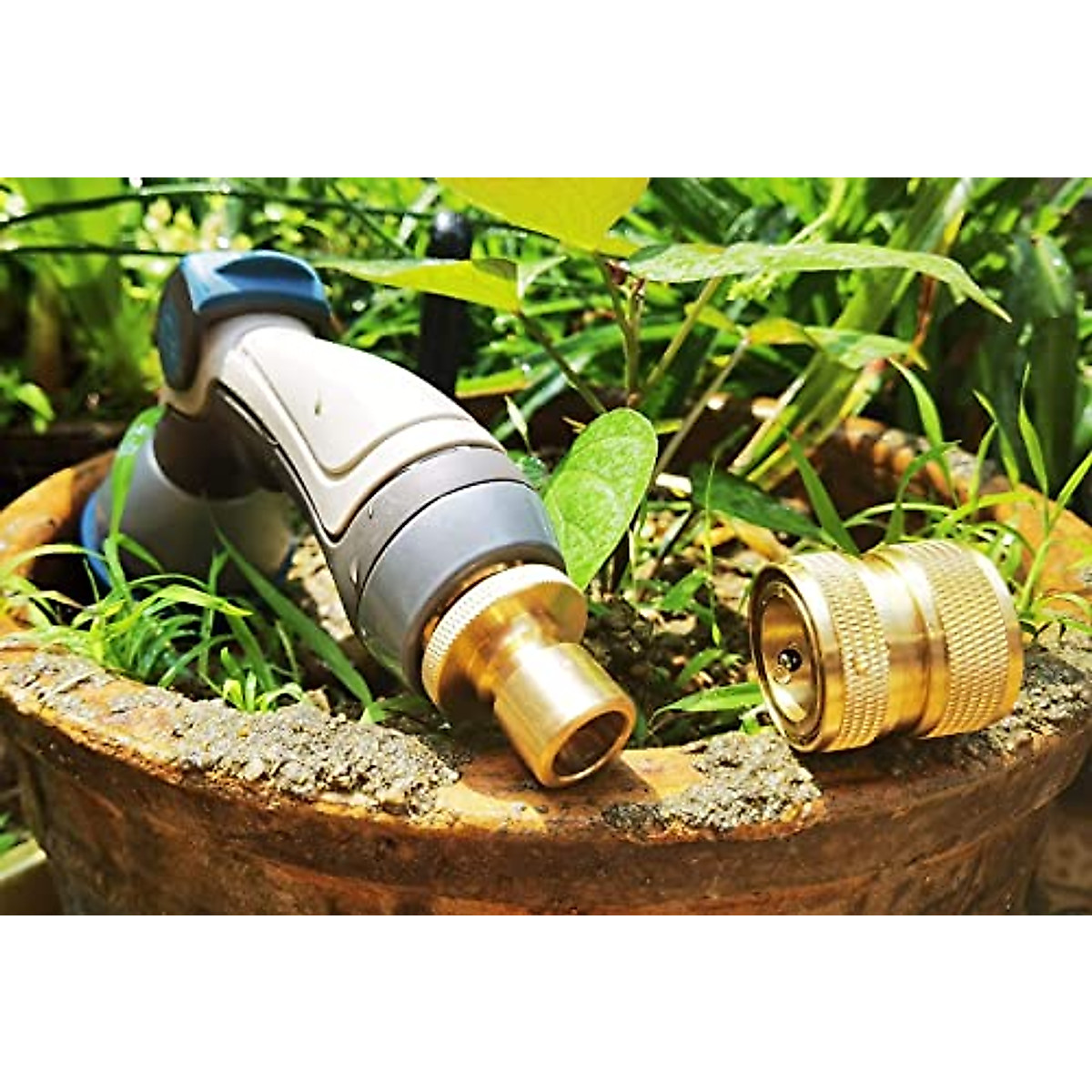 PLG Brass 8-Piece Quick Connect Garden Hose Fittings, 4 Set