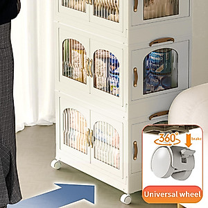 FXTNKYY Storage Bins with Lids,Collapsible Storage Bins for Closet Organizer, Plastic，Stackable，with Wheels for Home Room Storage (4 Pack)