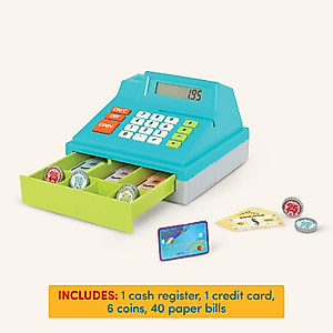 Battat – Toy Cash Register For Kids, Toddlers – 48Pc Play Register With Toy Money, Credit Card – Blue Calculating Cash Register – Pretend Play Toy – 3 Years + – Blue Calculating Cash Register