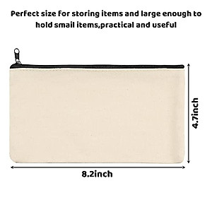QUEEN KING 44 Pieces Blank Craft DIY Canvas Bags, 24pcs Canvas Zipper Pouch Bags and 8pcs White Template with 12pcs Watercolor Pens, Canvas Pencil Pouch Canvas Makeup Bags for Girls Teens (4.7*8.3in)
