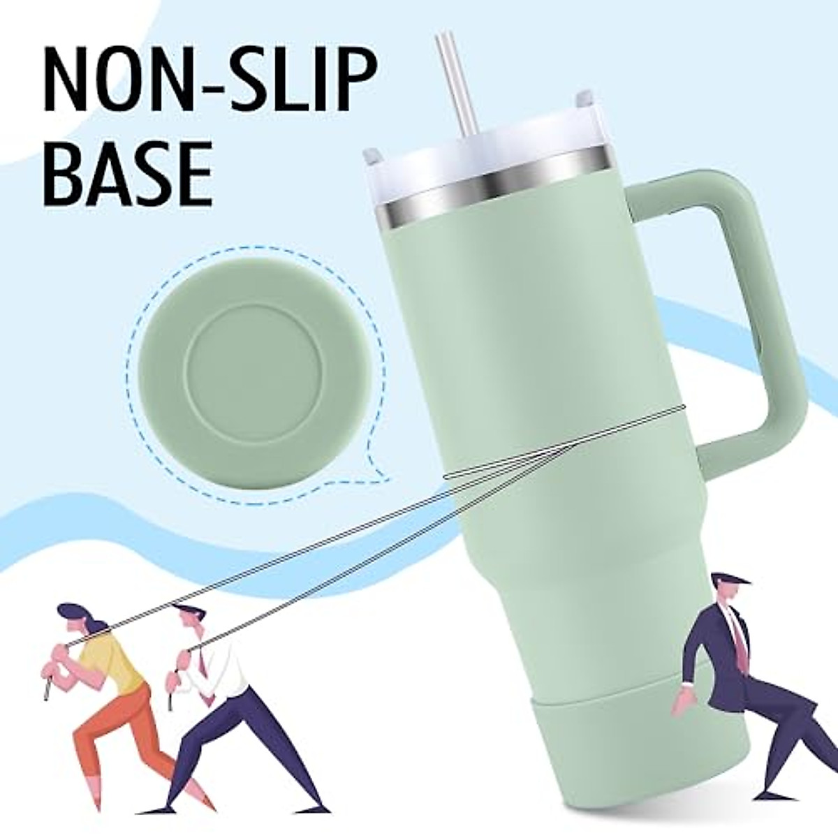 LorinShine 40 OZ Stainless Steel Tumbler with Lid and Straw, Insulated Cup with Handle, Leak Proof Tumbler, Large Water Iced Tea Coffee Bottle for Gift/Travel/Sport/Home