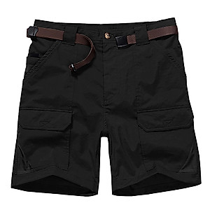 Jessie Kidden Womens Stretch Cargo Hiking Shorts Quick Dry Elastic Waist 7" Casual Shorts for Women Black
