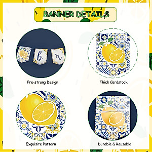 Lemon Bridal Shower Decorations - Yellow and Blue Bride To Be Banner, Lemon and Diamond Ring Garland, Fruit Lemon Theme Bachelorette Party Decorations