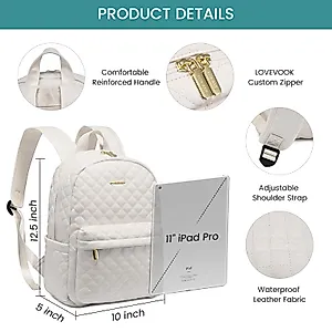 LOVEVOOK Mini Backpack for Women Fashion Quilted Small Backpack Purse Ladies Leather Backpacks, Waterproof Backpack Purse for Work Travel Daily