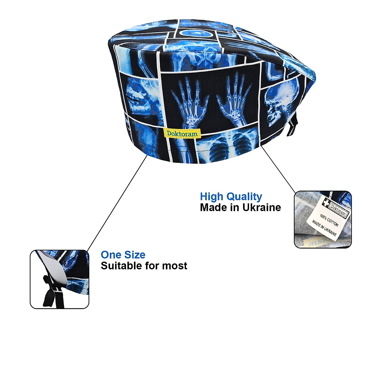 X-Ray Black Working Cap - Comfortable and Breathable for Men and Women Long Aesthetic Head Cover