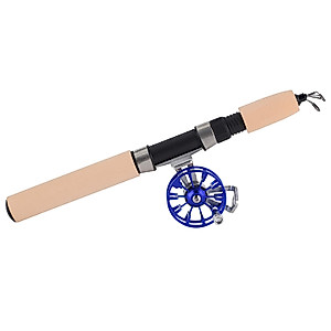 Diydeg Telescopic Fishing Pole, Firm Reel Base Portable Ice Fishing Rods Lightweight Mini Pocket for Sea Saltwater Freshwater for Ice Fly Fishing for Festivals Gift(Blue)