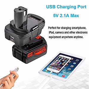 JFQWLE Converter for Black&Decker/Porter Cable/Stanley to Ryobi Battery Adapter, Compatible with Black&Decker/Porter Cable/Stanley 20V Lithium-Ion Batteries, Work for Ryobi 18V Cordless Power Tools