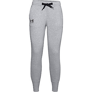 Under Armour Womens Rival Fleece Joggers , Steel Medium Heather (035)/Black , Large