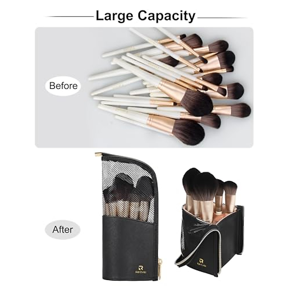 MONSTINA Makeup Brush Organizer Bag,High Capacity Portable Stand-Up Makeup Brush Holder,Professional Artist Makeup Brush Sets Case Waterproof Dust-proof Makeup Brush Cup