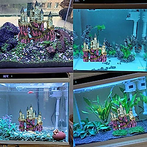 PINVNBY Aquarium Resin Castle Decoration Fish Tank Driftwood Castle Cave Hideouts House Plants Supplies Accessories(Purple)