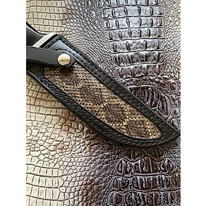 Custom Leather Right Hand Knife Sheath Fits Buck 124, Fixed Blade Knife Holder, Black