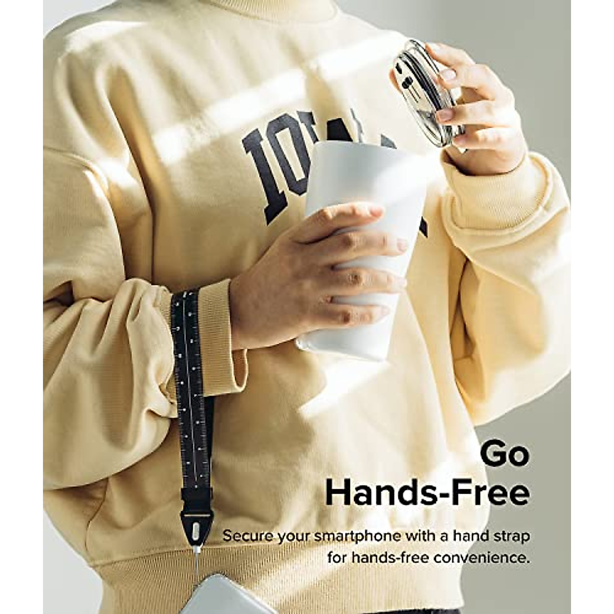 Ringke Hand Strap [Phone Wrist Strap] Designed for Camera Strap and Phone Strap, Adjustable Sturdy Universal Lanyard Compatible with Camera and Phone Case - Ruler Black