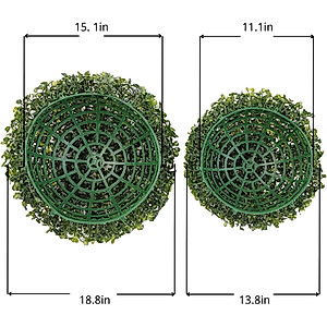 Coregreen Artificial Plant Topiary Ball 2 PCS 13.8Inch 4 Layers Faux Round Boxwood Decorative Balls for Backyard, Balcony, Garden, Wedding Party, Home Office Decor (13.8inch)