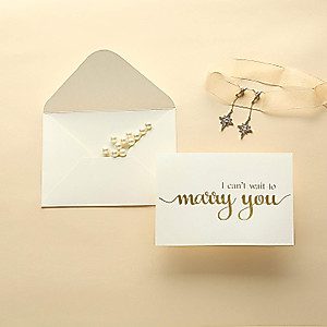 MarHermoso I Can't Wait to Marry You Wedding Day Card, to Your Bride or Groom, Gold Foil Notecard Love Note Before I Do(No.3)