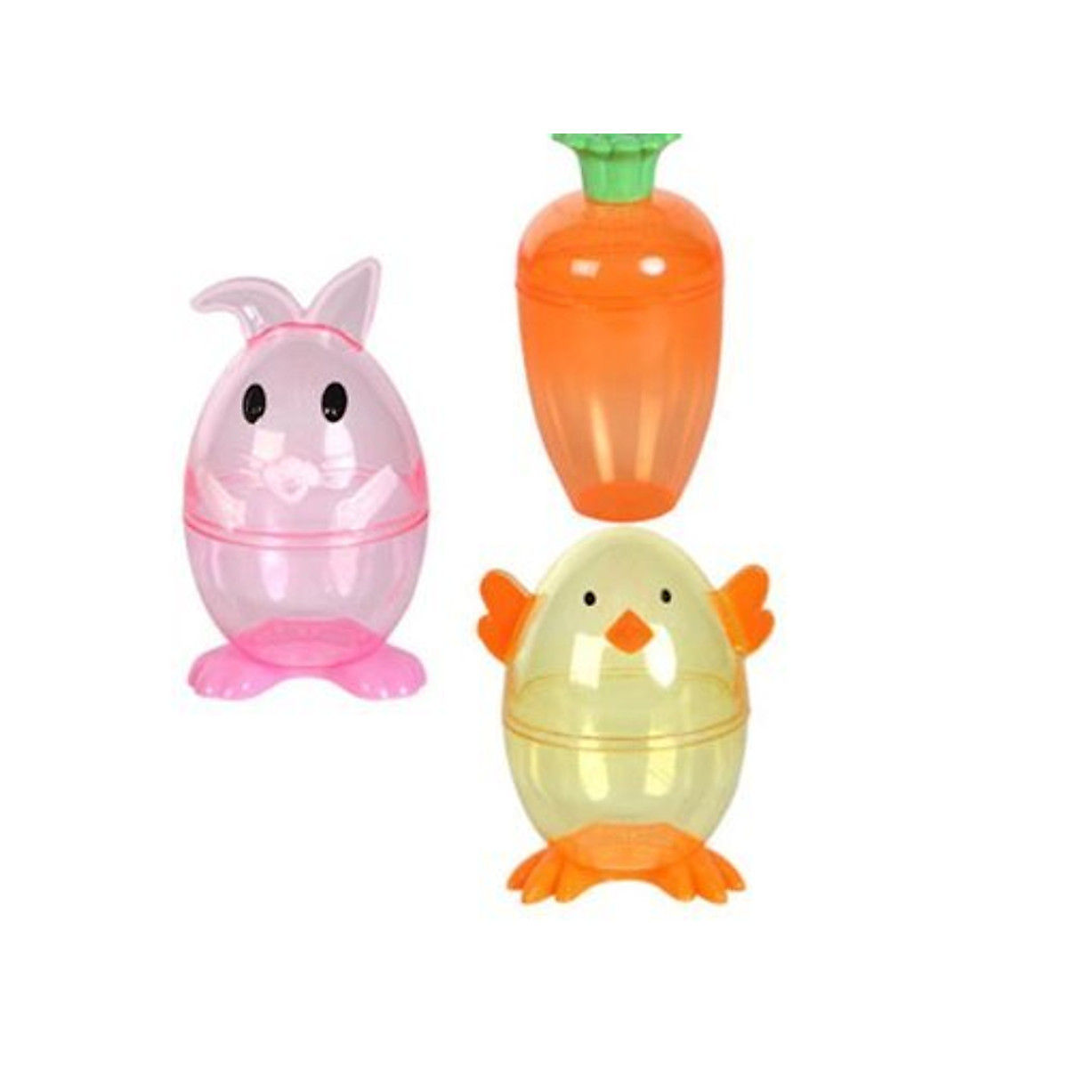 Clear Chick Shaped Easter Eggs 3 Fillable Treat Containers