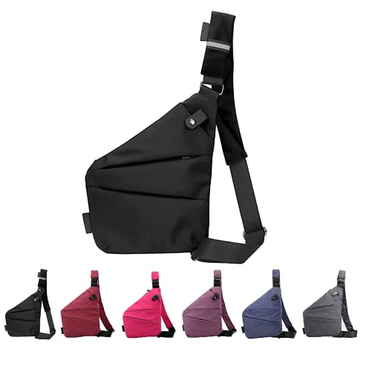 UIJKMN Valcen Personal Pocket Bag for Travel, Valcen Personal Pocket Bag for Men, Crossbody Multi-pocket Anti-thief Bag (Black, Right Handed)