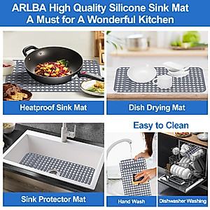ARLBA Upgraded Silicone Kitchen Sink Mat 25"x13"，Sink Protectors for Kitchen Sink with Rear Drain/Center Drain,Sink Bottom Grid Protection Sink Rack For Farmhouse Stainless Steel/Porcelain Sink