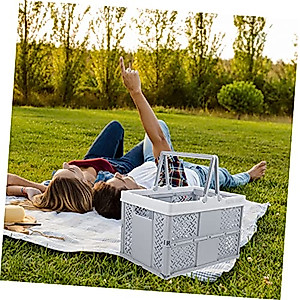 Yardwe 4pcs Picnic Basket Stacking Basket Collapsible Crates for Storage Space Saving Hamper Folding Storage Crate Grocery Crate Fruit Container Camping Bin Pp Small Item Foldable
