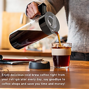 Cold Brew Coffee Maker Pitcher - 40 Oz Glass Ice Coffee Spout Jug with Filter for Iced Tea, Cold Brewed Coffee Maker, Black