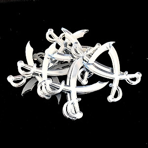 Super Cool Creations Pirate Cutlass Shaped Crafting Mirrors, Set of 10, Many Colours, Shatterproof Acrylic, Black, Pack of 10 x 3cm