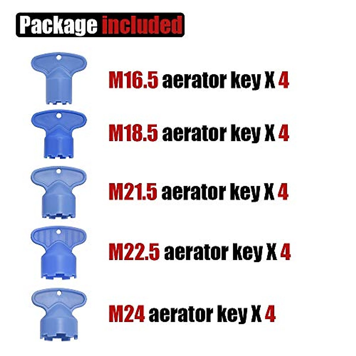 JQK Cache Faucet Aerator Key, Removal Wrench Tool for M 16.5 18.5 21.5 22.5 24 cache aerators, 5 Set (Pack of 4), HAK5S-P4