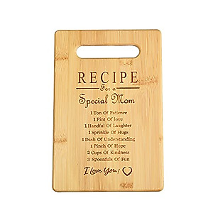 Mothers Day Gift - Cutting Board - Recipe for a Special Mom Mommy Birthday Gift Love Heart 8.7" x 11.8"