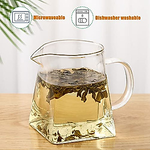 2 Pcs Small Glass Pitcher Elegant Shaped Glass Creamer Pitcher Glass Tea Pitcher Coffee Milk Creamer Pitcher Creative Milk Frothing Pitcher Milk Frother Cup Creamer Jug (Square Style)