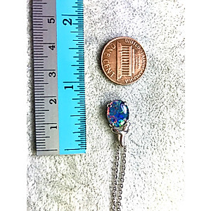 Australian Fire Opal Necklace - 11x9mm - Australian Triplets Opal Necklace Pendant in 925 Sterling Silver Gold Plated Women's Jewelry