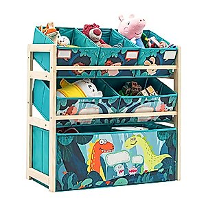Jomifin Kids Toy Organizer for Boys Girls, 6 Storage Bins Large Storage Capacity Best Toy Storage Solution for Playroom, Nursery (Green) (Green)