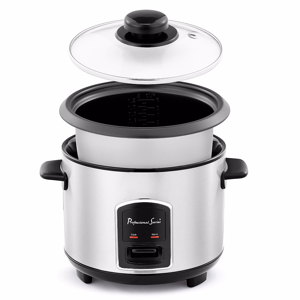 Professional Series 6-Cup Rice Cooker with Glass Lid Stainless Steel