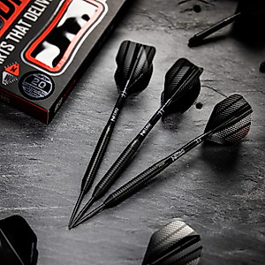 RED DRAGON Razor Edge Black 26g Tungsten Darts with Flights and Stems