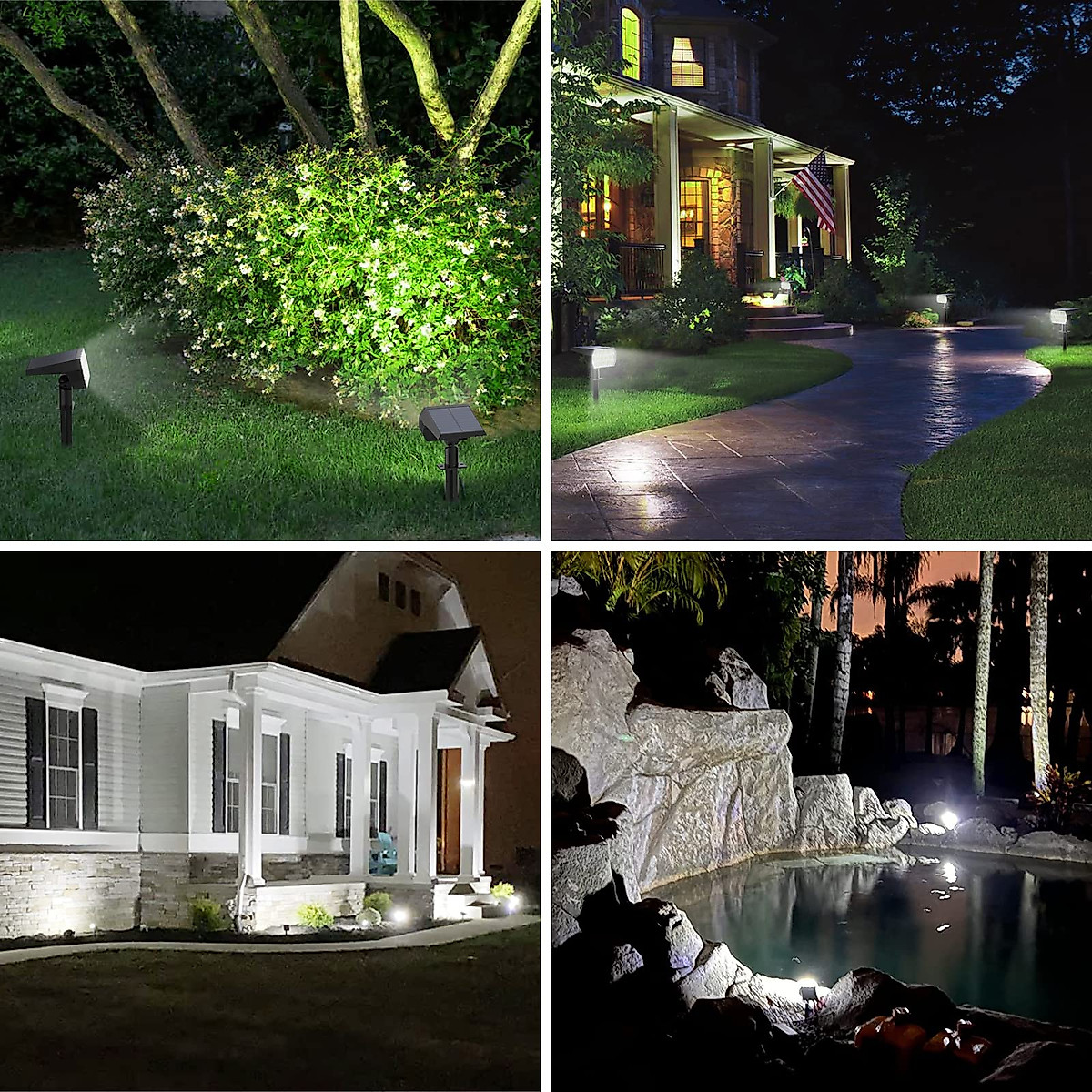 WELALO Solar Spot Lights Outdoor, [6 Pack/52 LED/3 Modes] 2-in-1 Solar Landscape Spotlights, Solar Powered Security Lights, IP65 Waterproof Wall Lights for Walkway Yard Garden Driveway(Cool White)