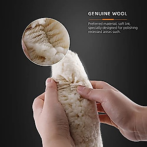 SPTA 8" (200mm) Wool Buffing Pad, Double Side 100% Natural Wool Pad with 5/8-11 Thread for 2-Sided Compound Cutting and Polishing for Automotive, Marine and Epoxies