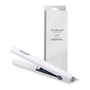 Keragard Mini Flat Iron Smart Ceramic Tourmaline Hair Straightener for Travel,Small Flat Irons for Short Hair, Dual Voltage Flat Iron,White