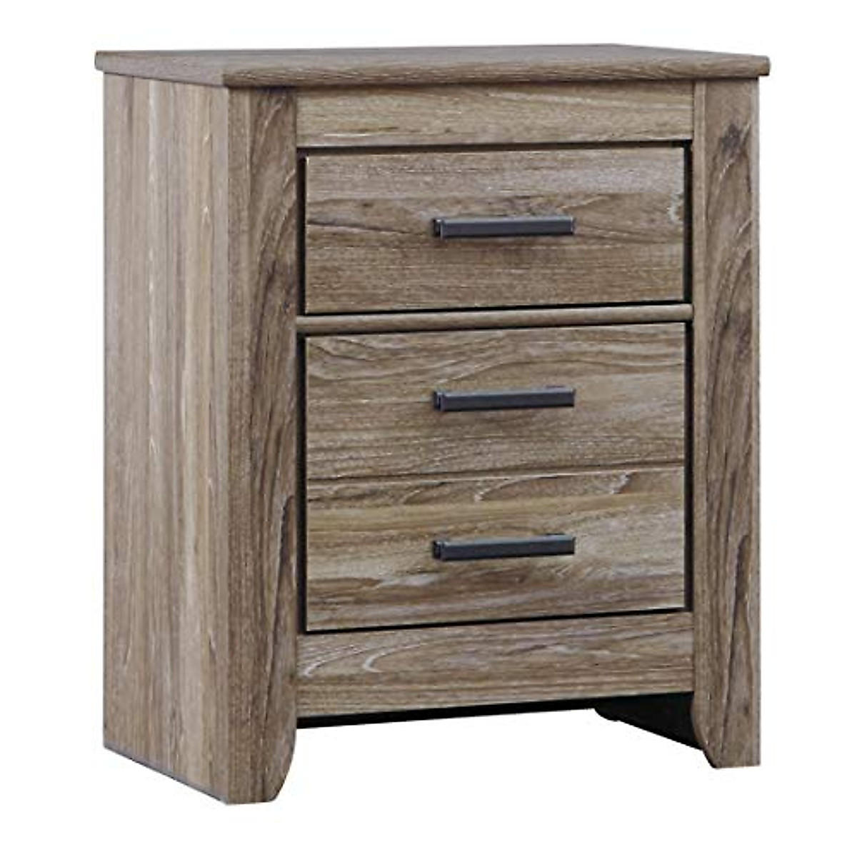 Signature Design by Ashley Zelen Rustic Contemporary 2 Drawer Nightstand, Warm Gray