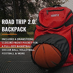 POINT3 POINT3 Basketball Backpack Road Trip 2.0, Bag with Drawstring for Soccer, Volleyball & More, Compartments for Shoes, Water, & Clothes, Water Resistant Equipment Bag, Unisex Sports Backpack - Red