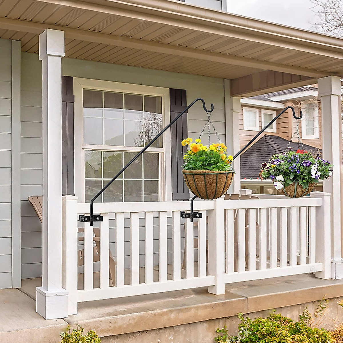 ERYTLLY Extended Rail Hook Fence Deck Heavy Duty Bird Feeder Hook 360 Degree Rotary and Length Adjustable Plant Bracket for Bird Feeders, Planters, Suet Baskets, Lanterns, Wind Chimes and More